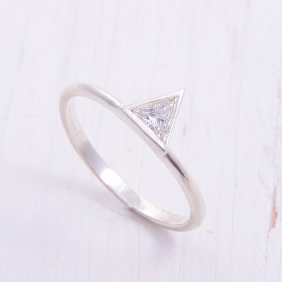 Unique Womens Promise Ring Triangle Ring Simple Dainty | Etsy