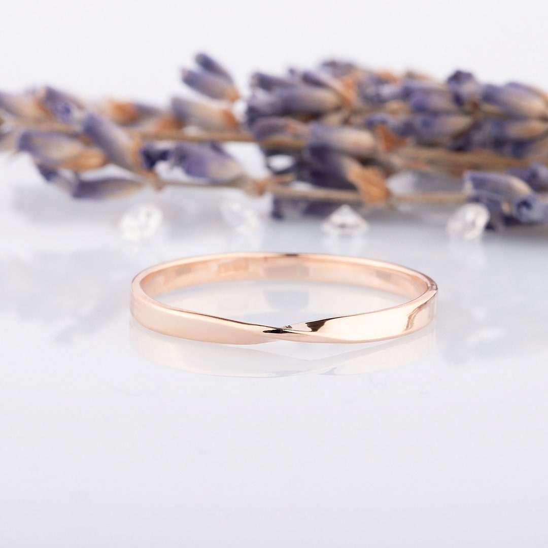 Minimalist Simple Twisted Wedding Band, Women Minimalist 14k Rose Gold ...
