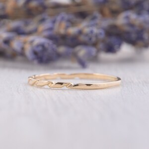 Small & Dainty 14k Solid Yellow Gold Womens Twisted Wedding Band ...