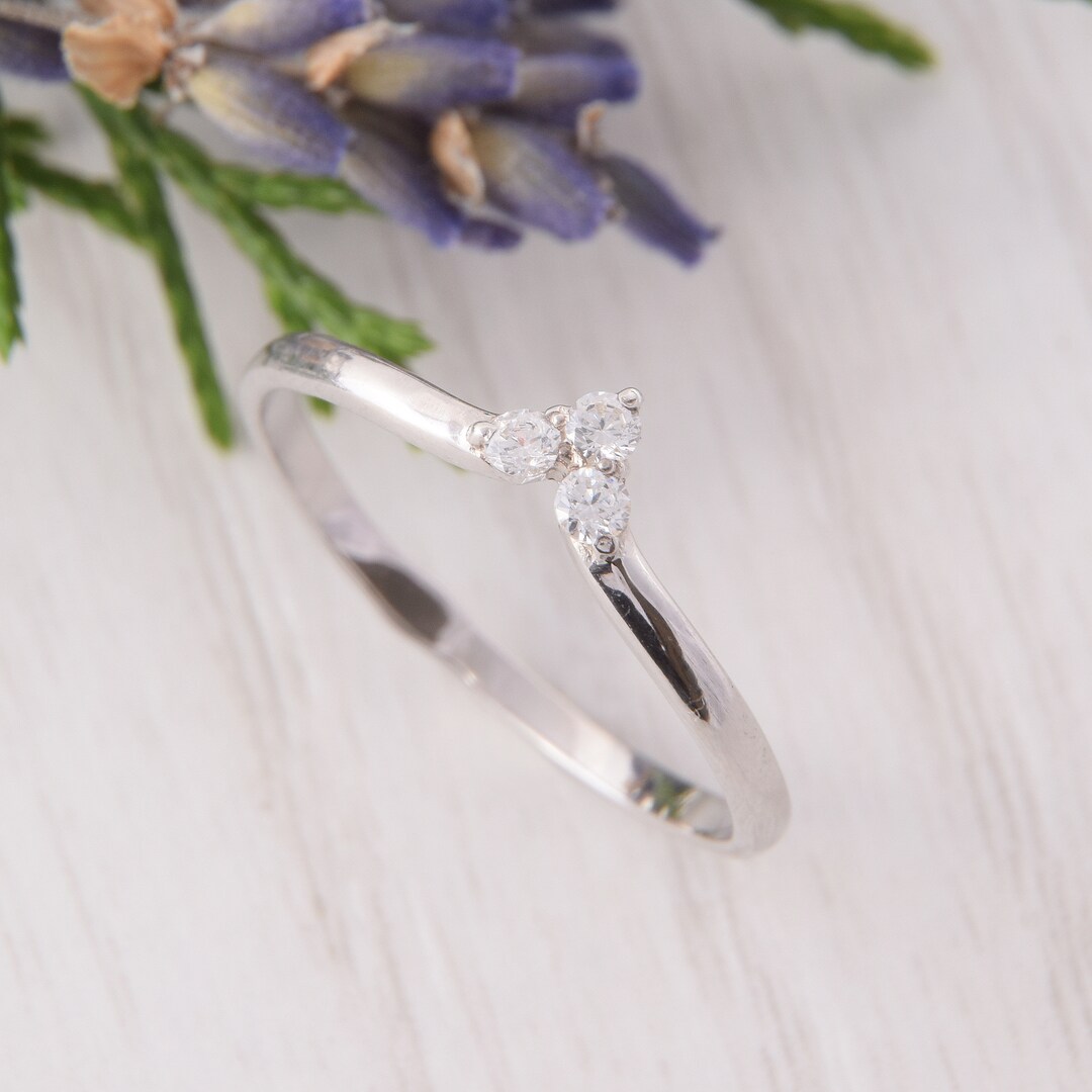 Small Curved Wedding Band, Silver Wedding Band, Womens Wedding Band ...