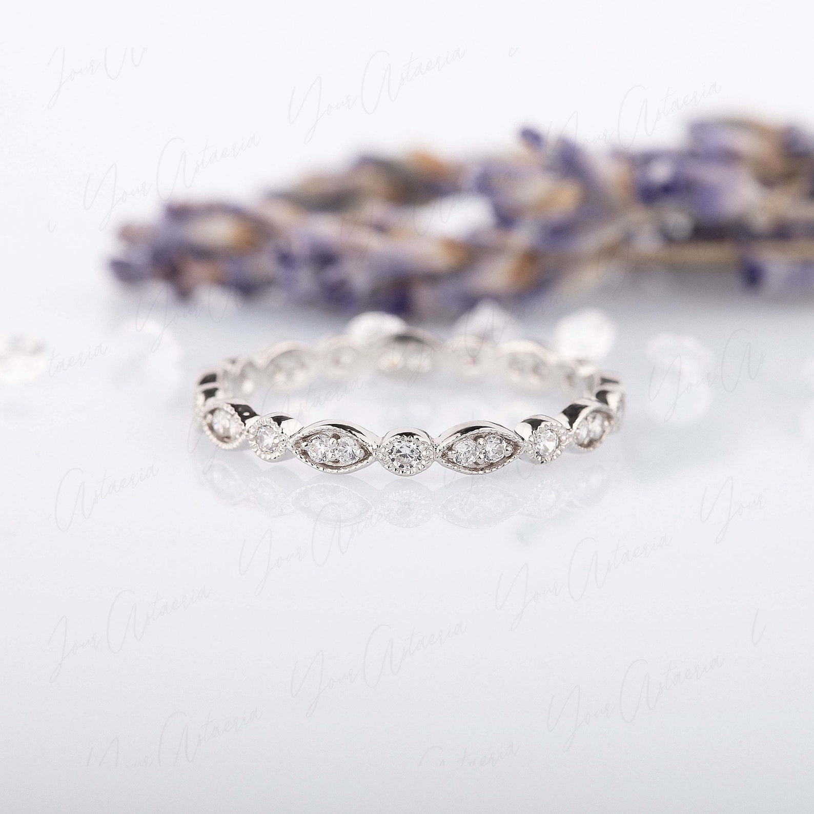 Womens Wedding Band Full Eternity Wedding Band Art Deco - Etsy
