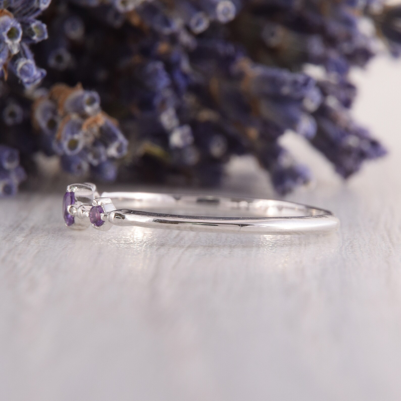 Womens Amethyst Silver Ring Small Silver Promise Ring for - Etsy