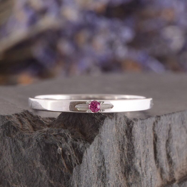 Womens Minimalist Ruby Ring Small Ring Delicate Ring | Etsy