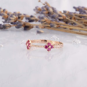 Minimalist Ring, Dainty Ring, Ruby Ring, Gold Ruby Ring, Ruby Wedding ...