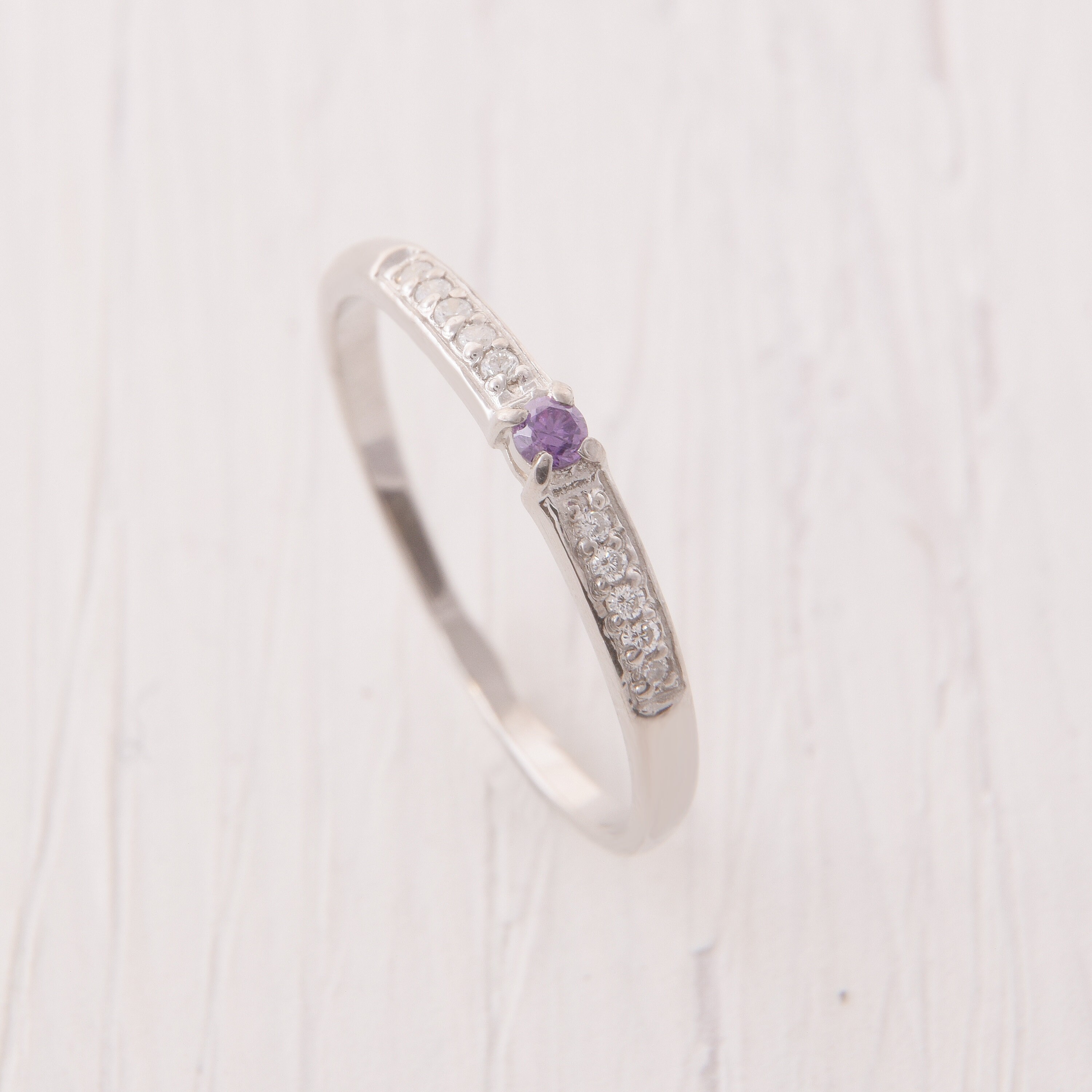 Amethyst ring Purple stone ring Silver promise ring Promise | Etsy