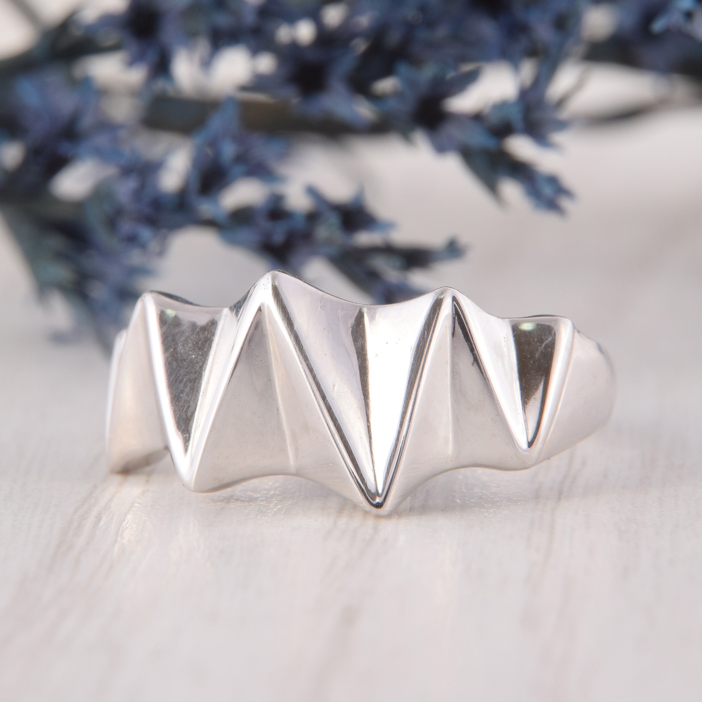 Unique Geometric Wedding Band Womens Silver Wedding Band | Etsy