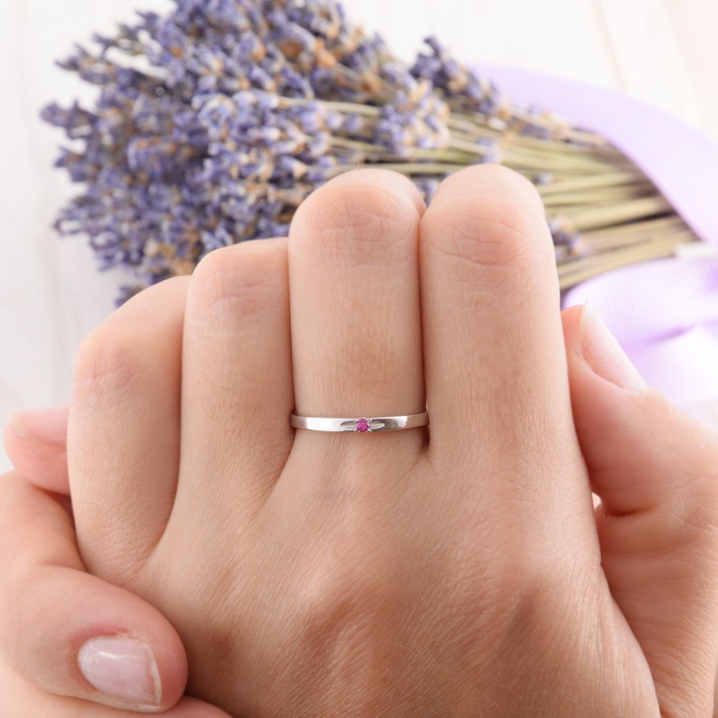Womens Minimalist Ruby Ring Small Ring Delicate Ring - Etsy