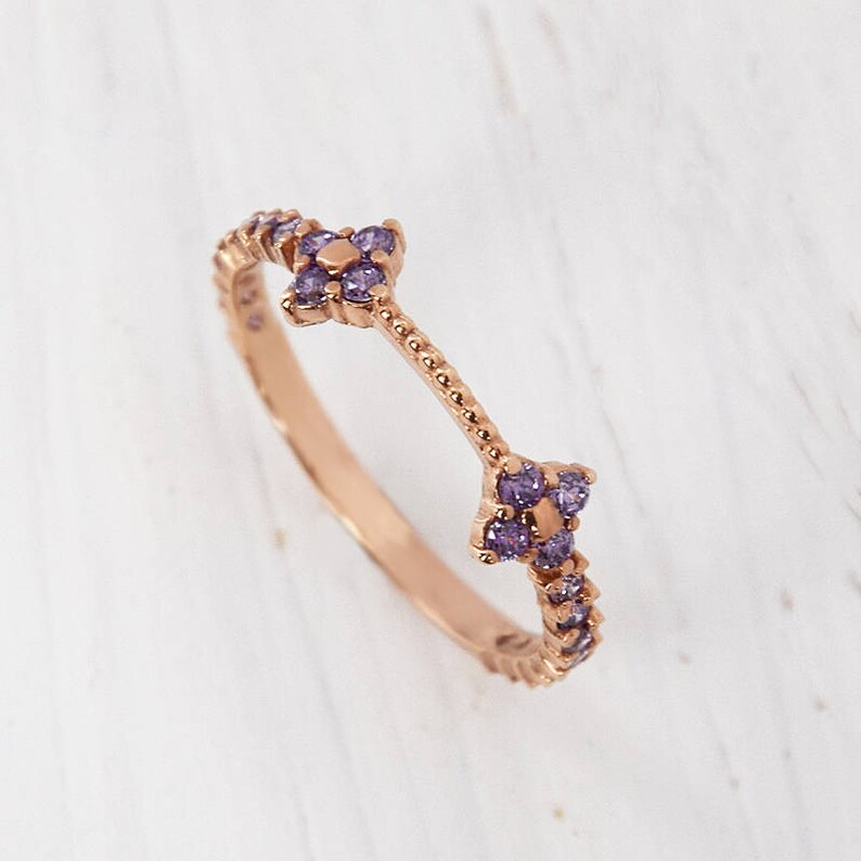 Minimalist ring Amethyst ring Rose gold ring Wedding ring | Etsy