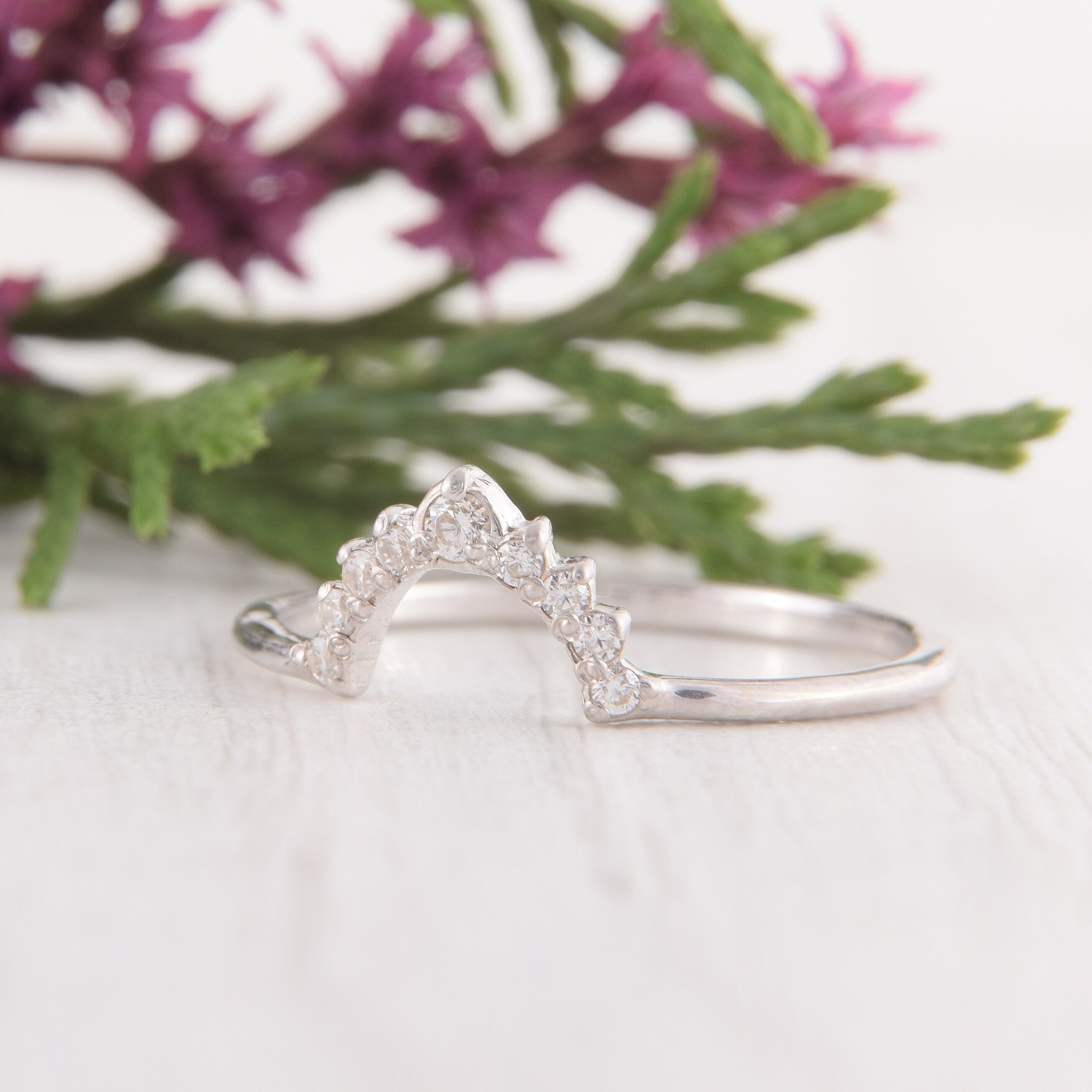 Curved Wedding Band Crown Wedding Band Unique Wedding Band | Etsy