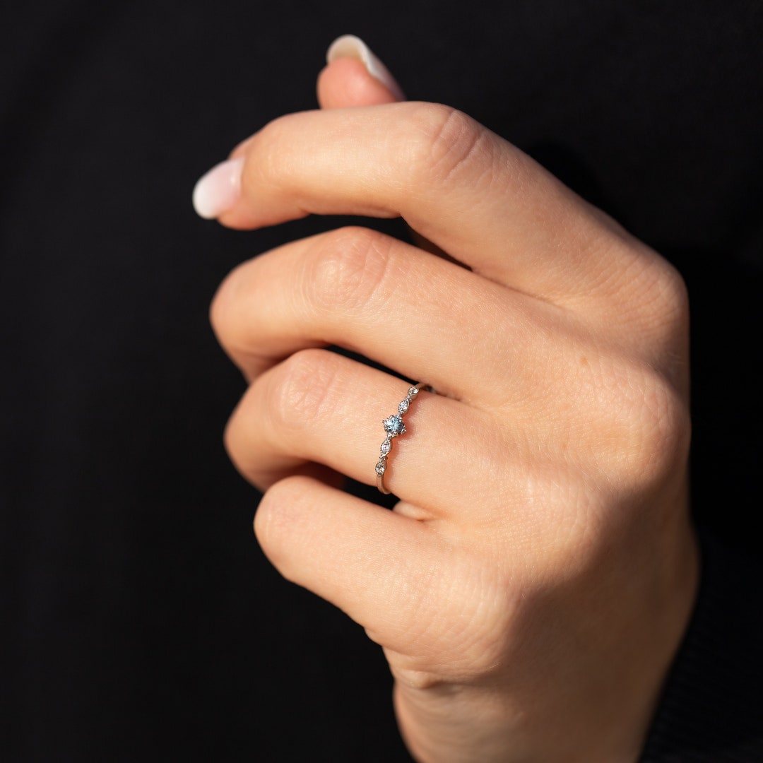 Dainty Alexandrite Engagement Ring, Minimalist Alexandrite Promise Ring ...