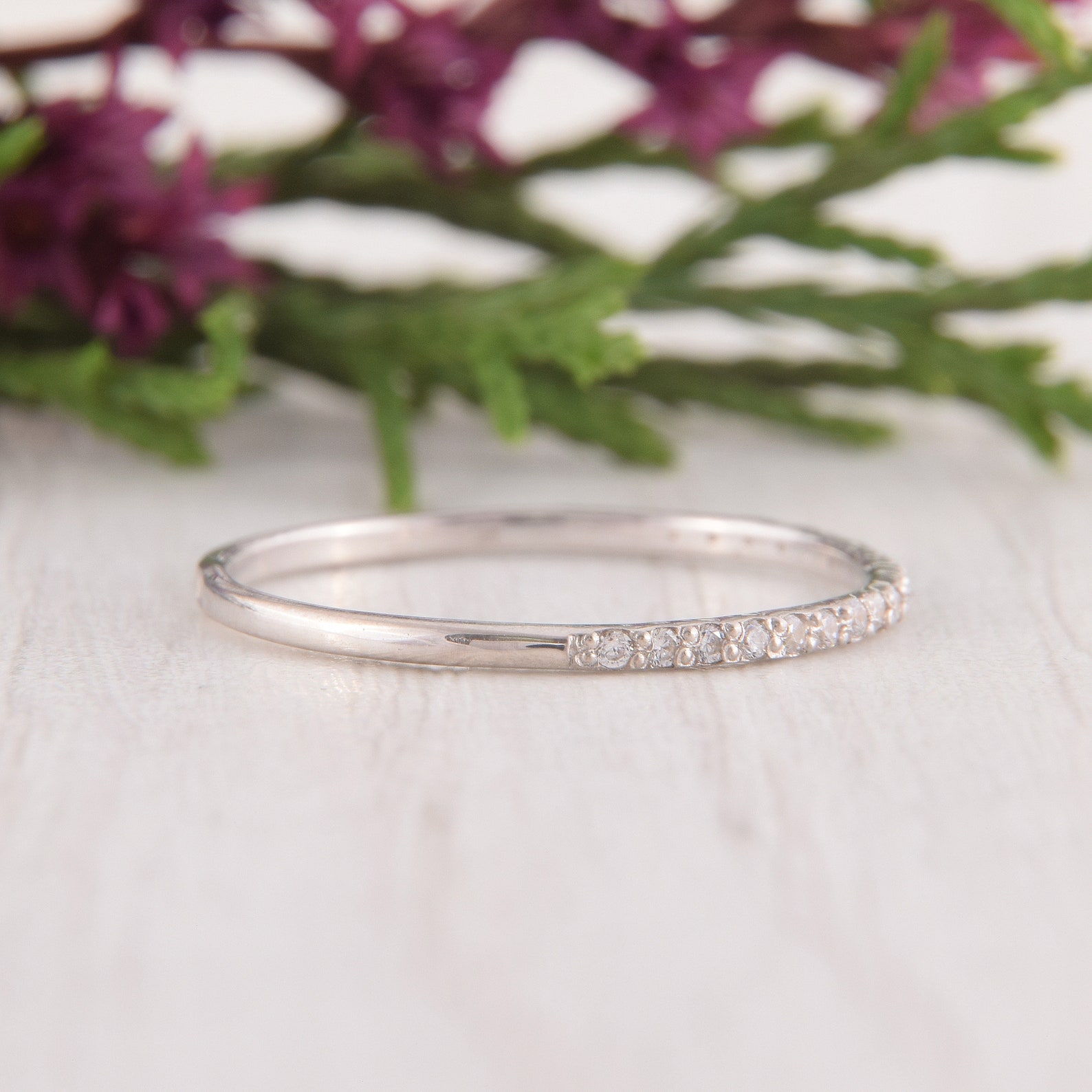 Womens Minimalist Wedding Band Dainty Wedding Band Eternity | Etsy