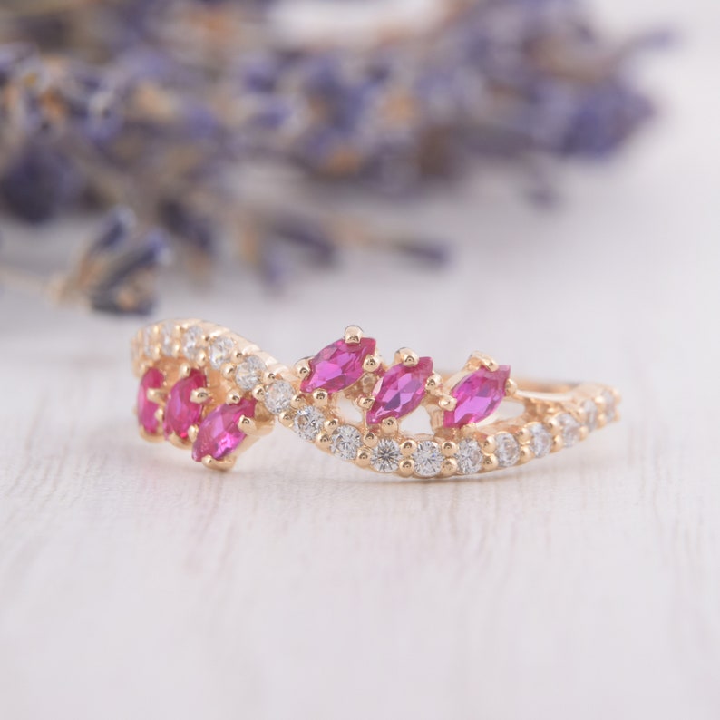 Unique Antique Style Victorian Womens Ruby Wedding Band - Etsy