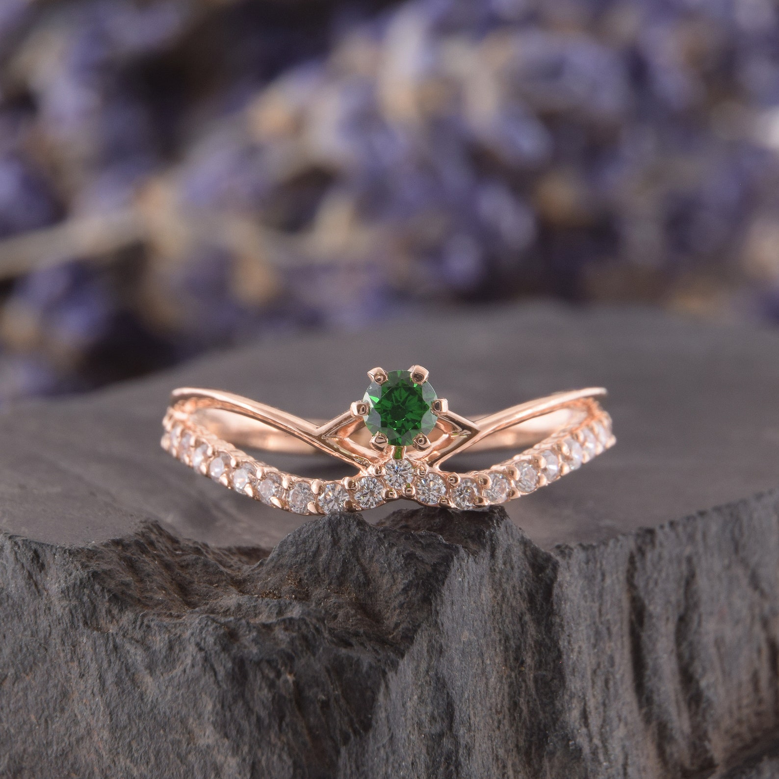 Dainty Emerald Promise Ring Womens Emerald Ring Antique | Etsy