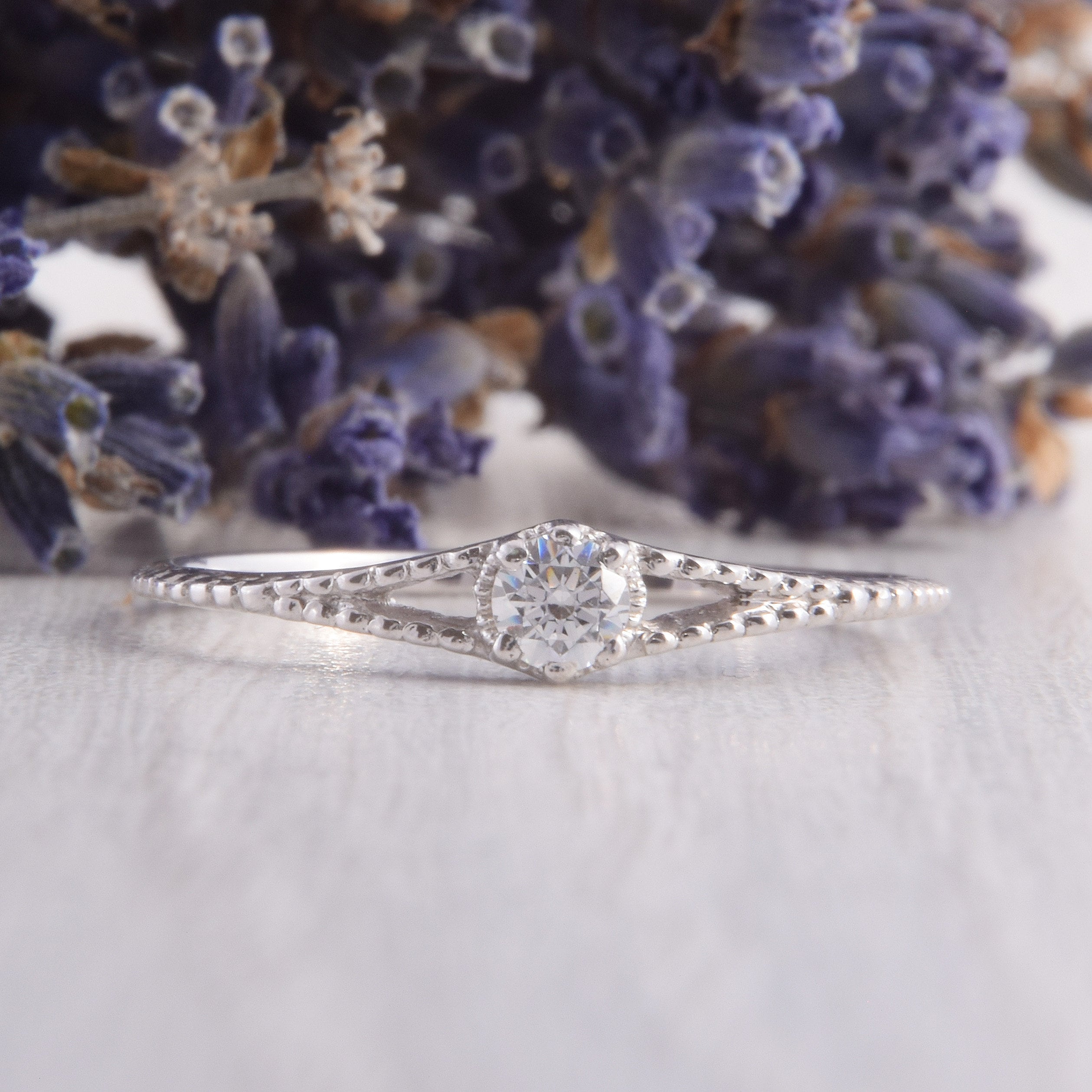 Minimalist Sterling Silver Promise Ring for Her, Delicate Silver Ring ...