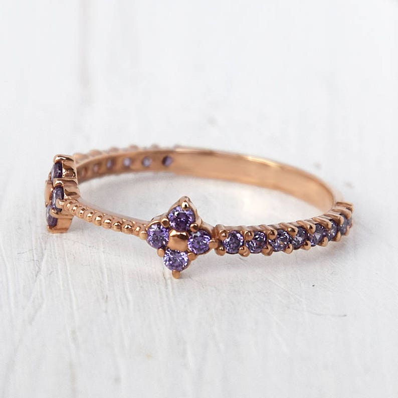 Minimalist ring Amethyst ring Rose gold ring Wedding ring | Etsy