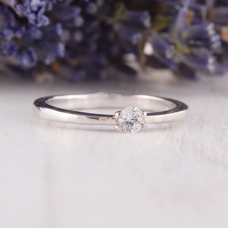 Minimalist Ring Tiny Ring Small Ring Cz Ring Silver White | Etsy