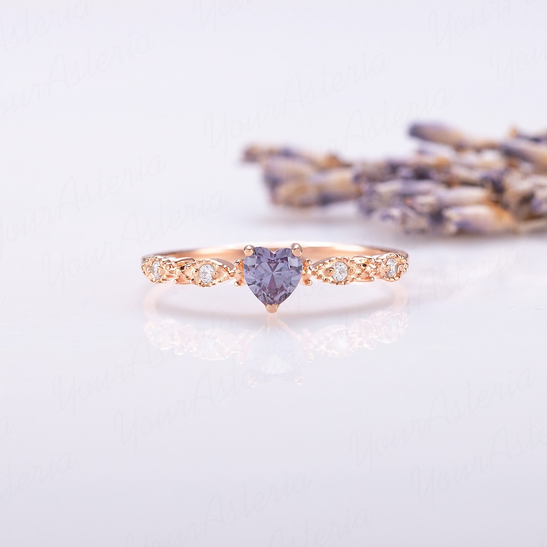 Unique Minimalist Alexandrite Promise Ring for Her Women Alexandrite ...