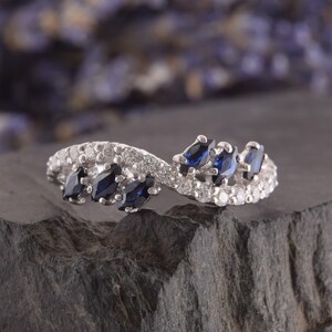 Sapphire Ring Silver Blue Stone Ring Promise Ring - Etsy