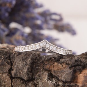 Womens Curved Wedding Band V Ring Chevron Ring V Wedding - Etsy