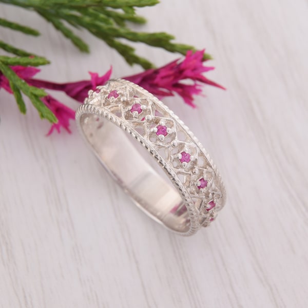 Ruby Wedding Band - Etsy