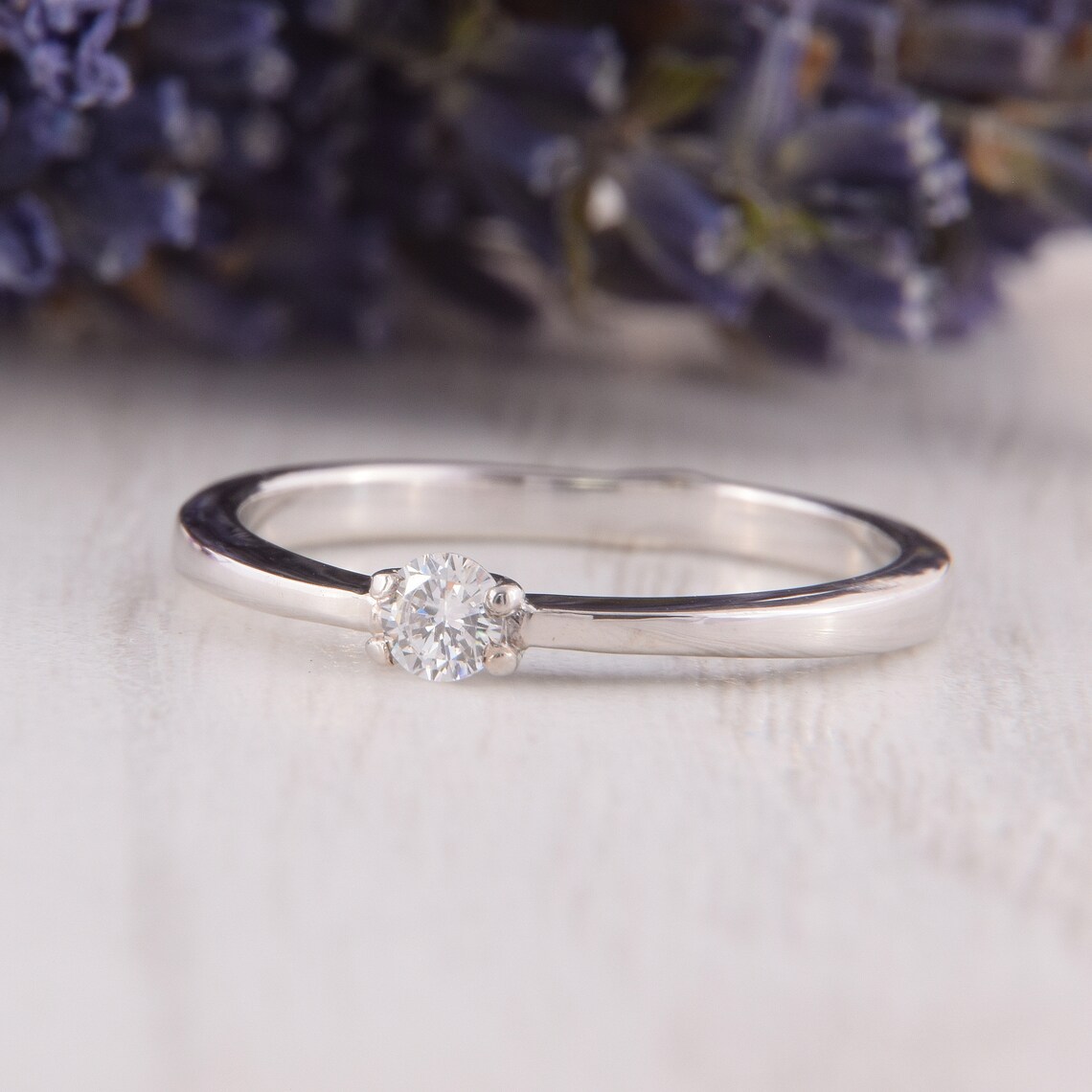 Minimalist ring Tiny ring Small ring Cz ring silver White | Etsy