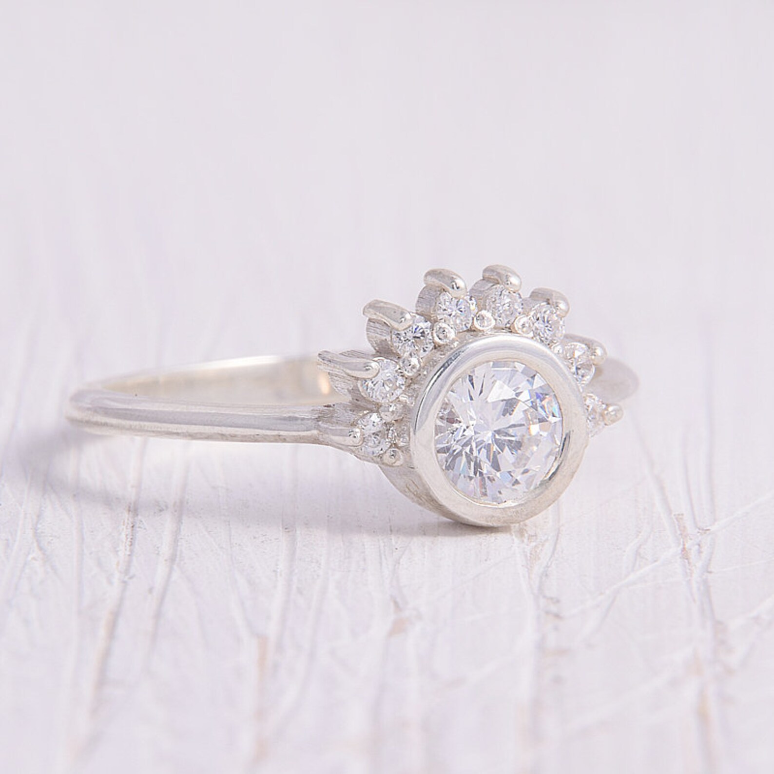 Bezel Cut Womens Promise Ring, Unique Silver Promise Ring, Dainty ...