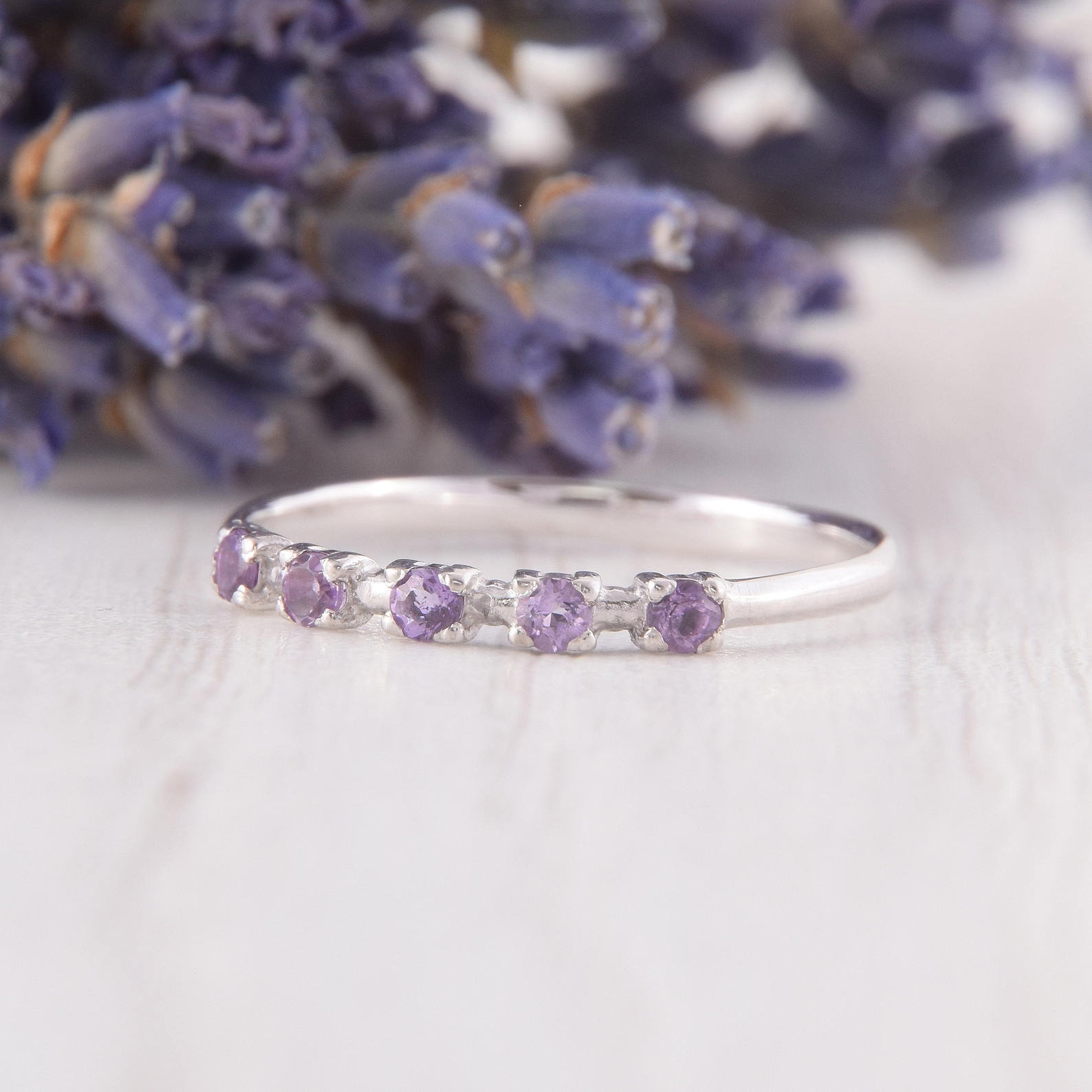 Amethyst Ring, Minimalist Ring, Promise Ring, Women Silver Ring ...