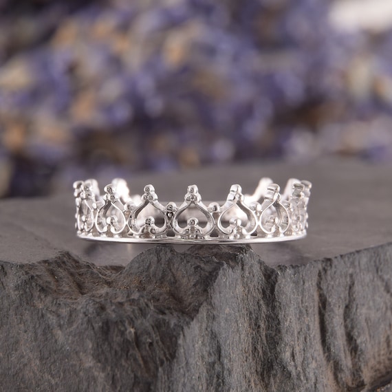 Crown Wedding Band Womens Crown Ring Unique Crown Ring - Etsy