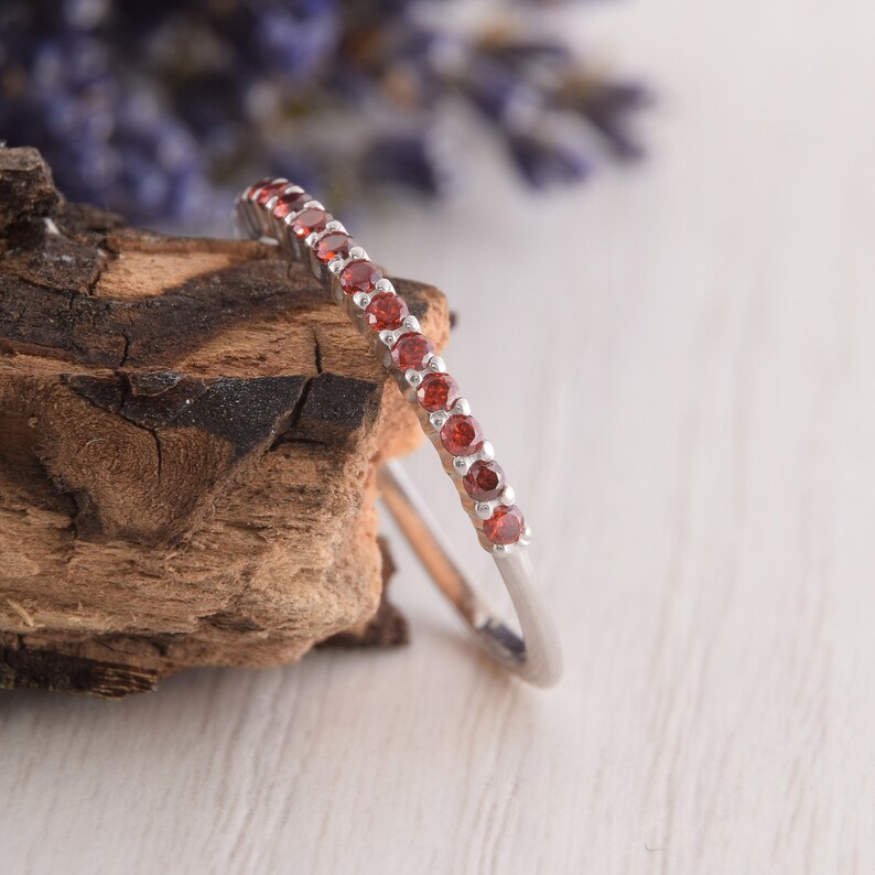 Garnet Wedding Band Tiny Wedding Band Delicate Wedding Band | Etsy