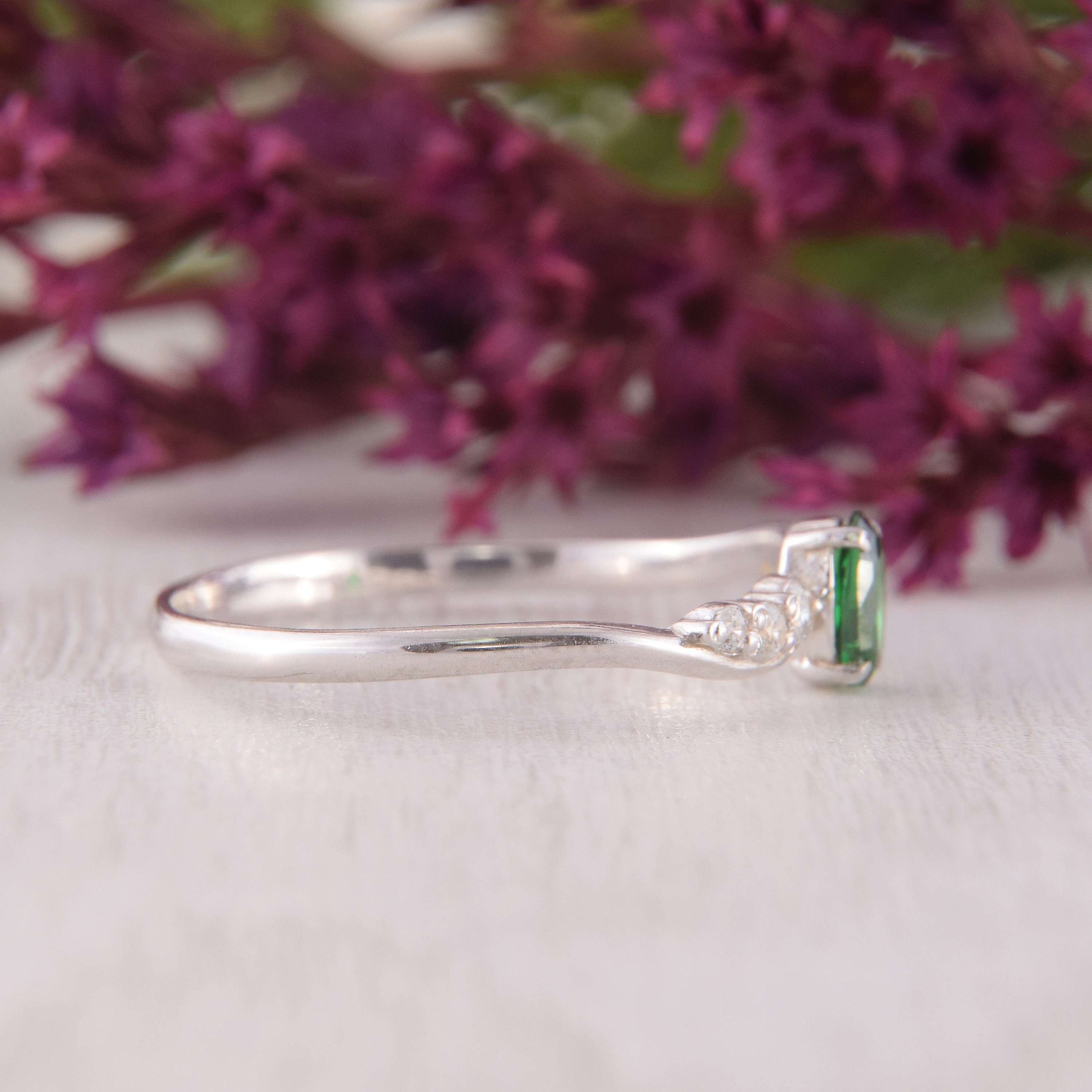 Emerald Engagement Ring Womens Emerald Ring Dainty | Etsy