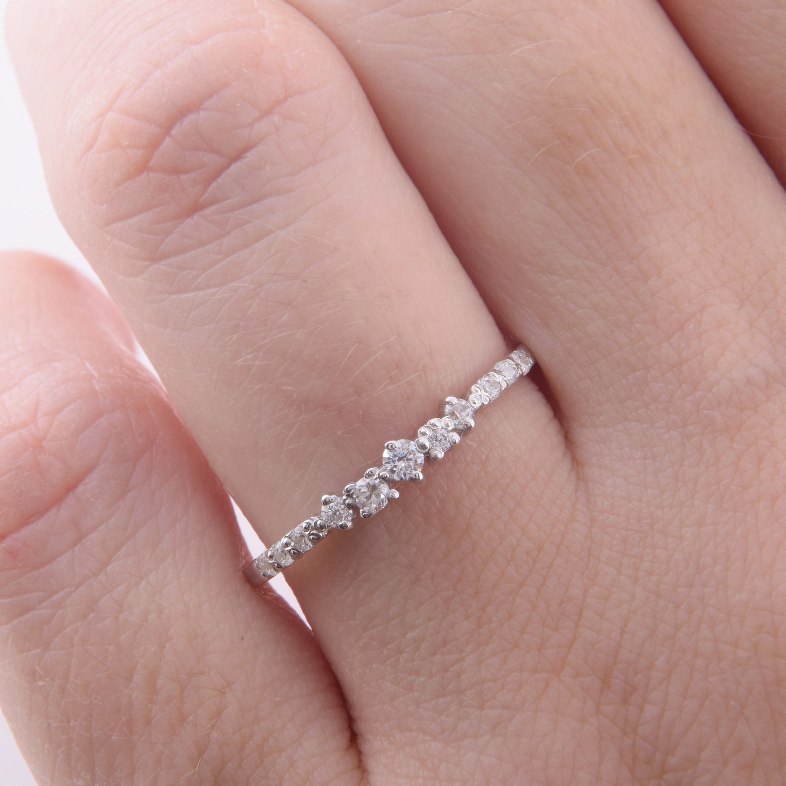 Sterling silver womens wedding band Dainty wedding ring | Etsy