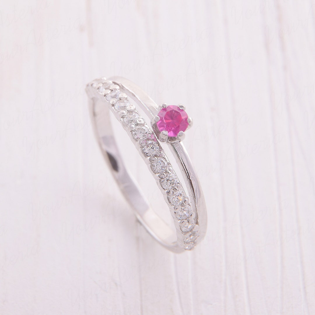 Womens Ruby Promise Ring, Silver Ruby Ring, Ruby Engagement Ring, Ruby ...