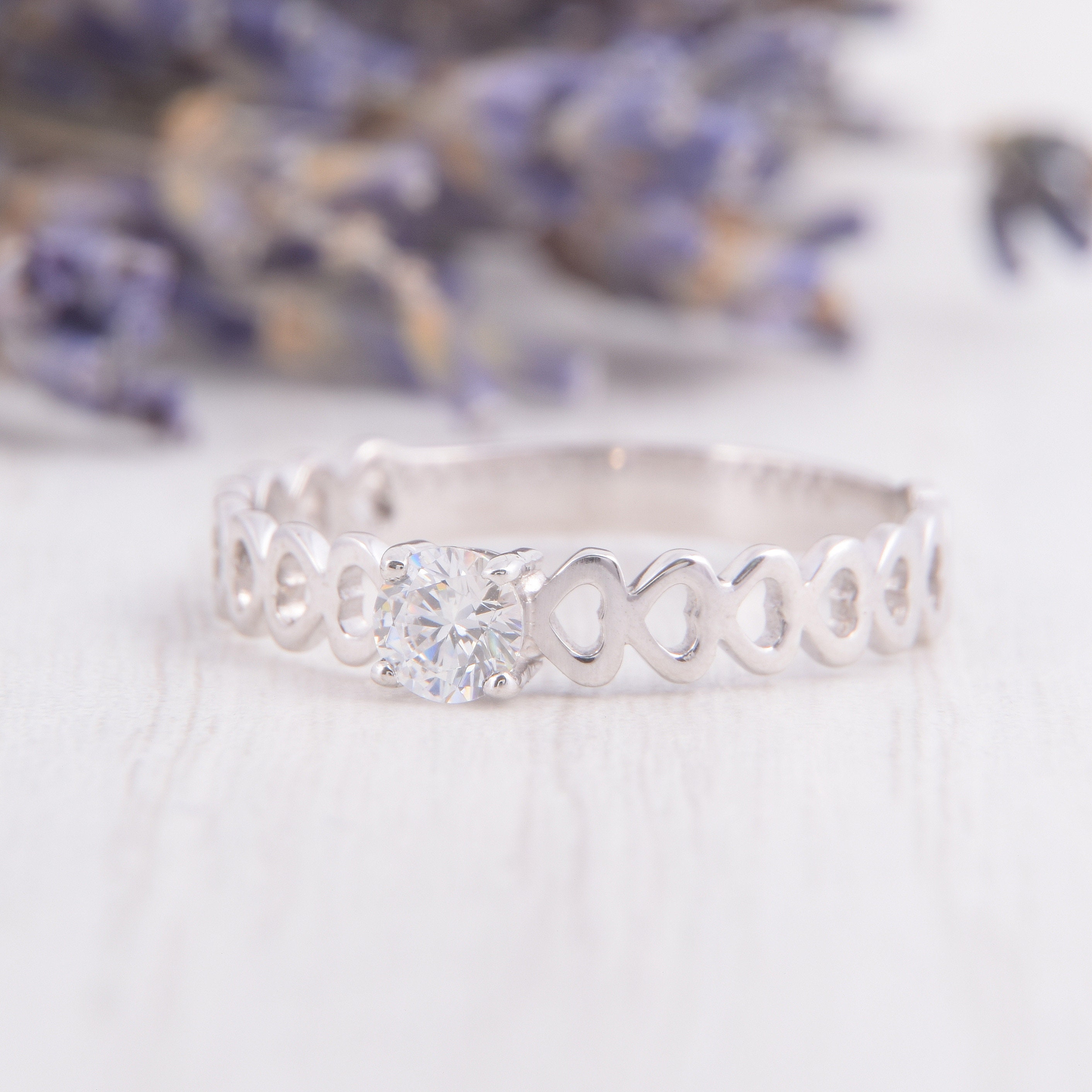 Promise ring for her Heart ring Solitaire ring Valentines | Etsy