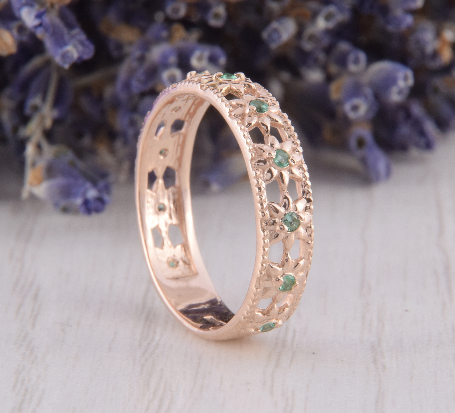 Emerald Ring Emerald Wedding Ring Emerald Wedding Band Fine | Etsy