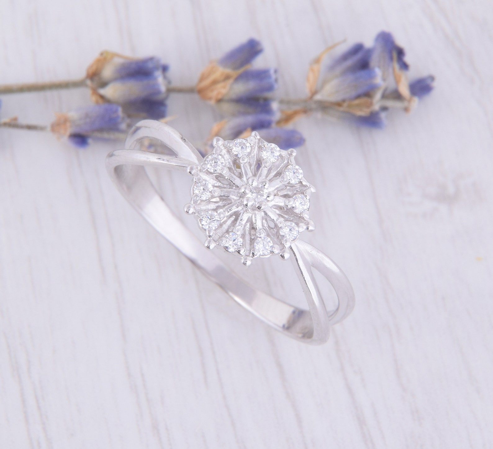 Unique Womens Flower Ring Silver Flower Ring Art Nouveau - Etsy