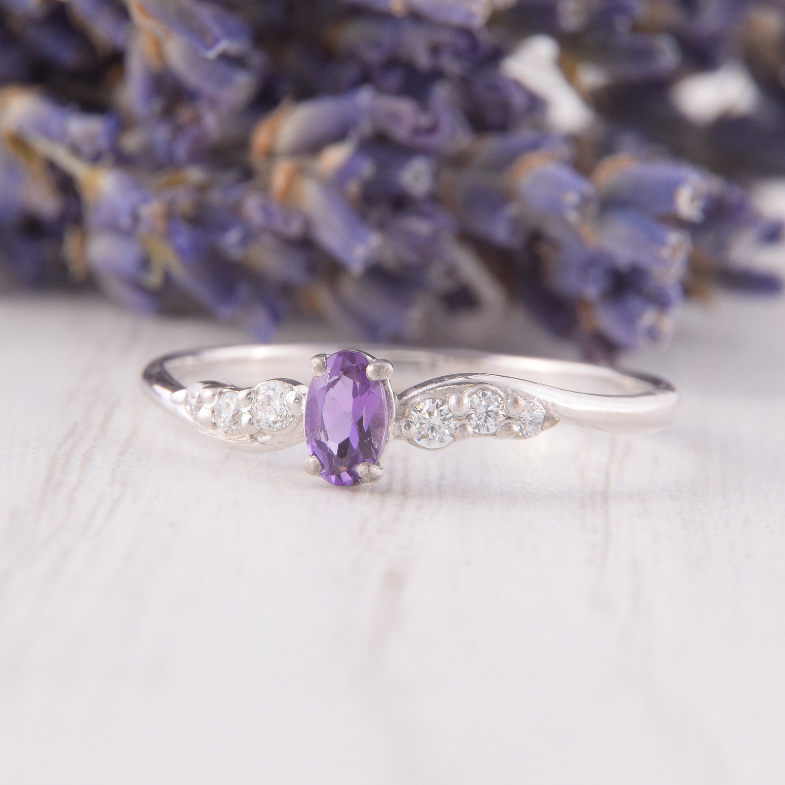 Amethyst Ring Womens Amethyst Ring Silver Amethyst Ring | Etsy