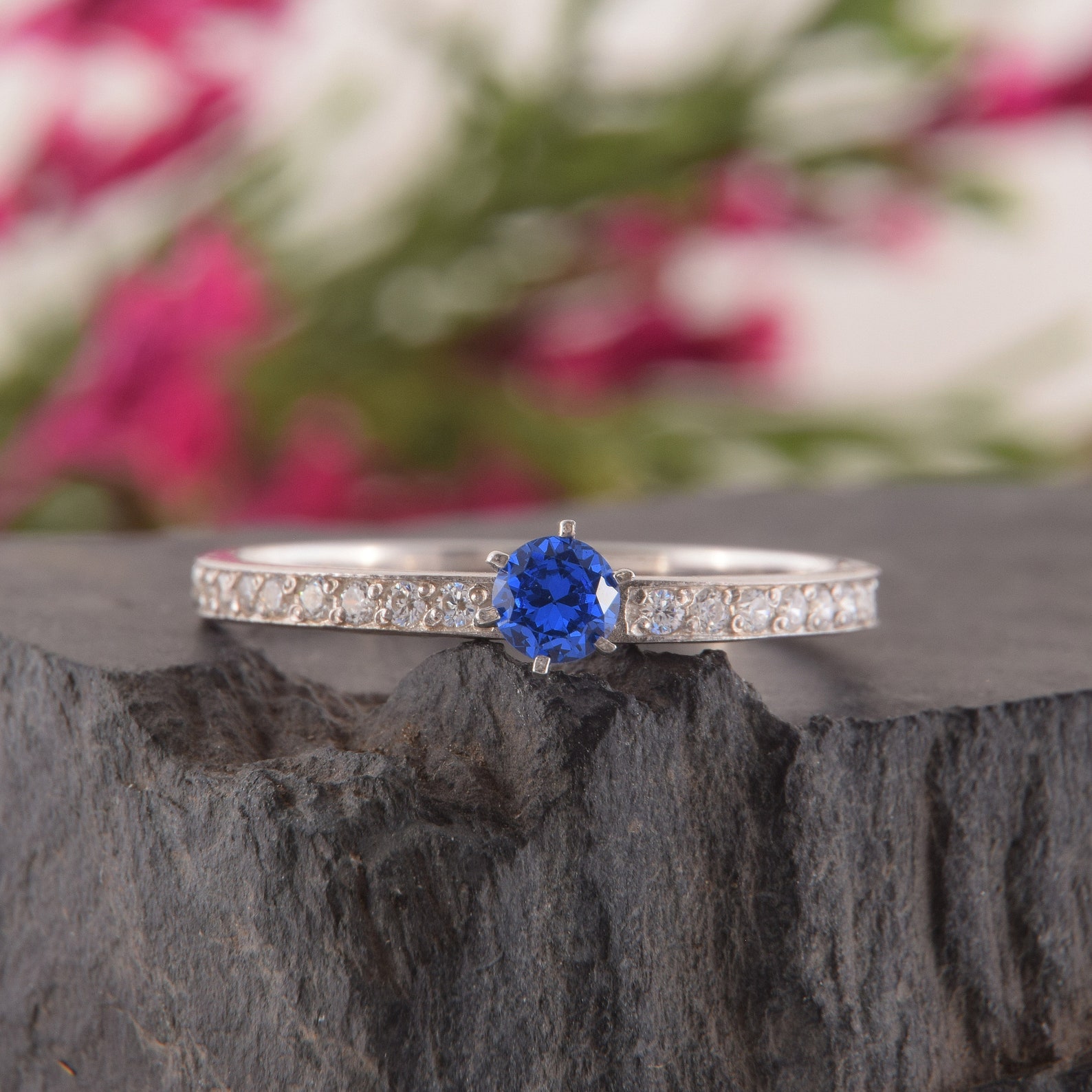 Unique Womens Sapphire Ring Dainty Silver Sapphire Ring - Etsy