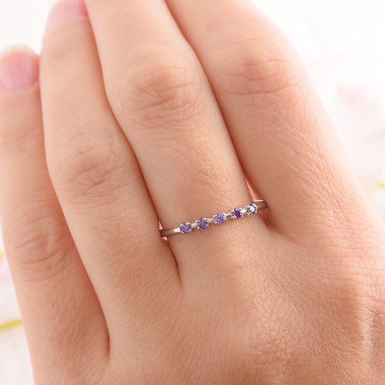 Amethyst Ring, Minimalist Ring, Promise Ring, Women Silver Ring ...