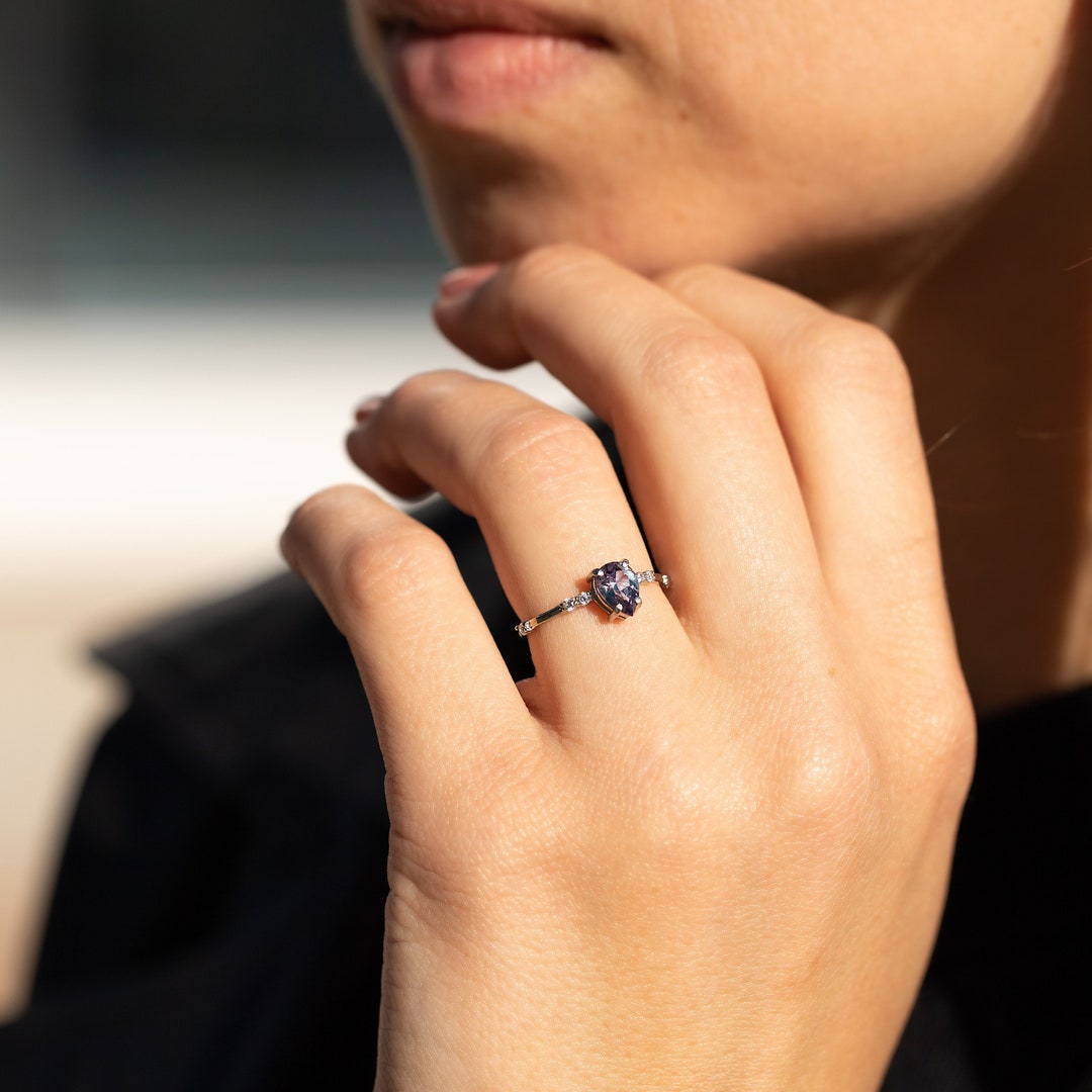 Alexandrite Promise Ring for Her, Sterling Silver Alexandrite ...
