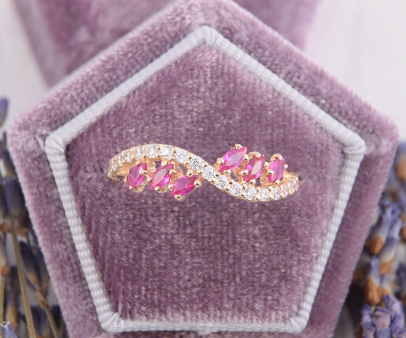 Unique Antique Style Victorian Womens Ruby Wedding Band | Etsy