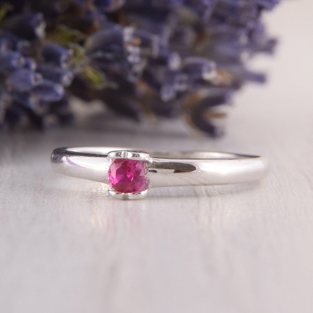 Womens Dainty Ruby Ring, Ruby Sterling Silver Ring, Small Ruby Promise ...