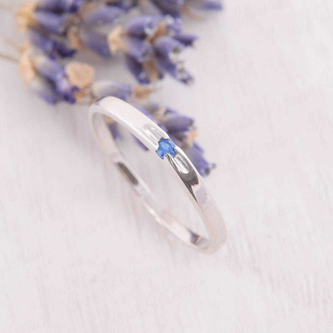 Blue Sapphire Ring, Solitaire Ring, Promise Ring, Minimalist Ring, Tiny ...