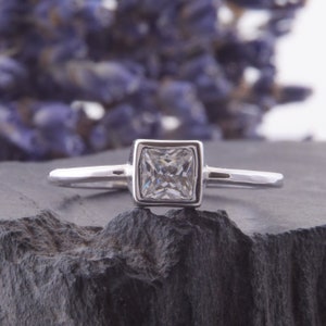 Square Ring, Womens Simple Promise Ring, Sterling Silver Ring for Her ...