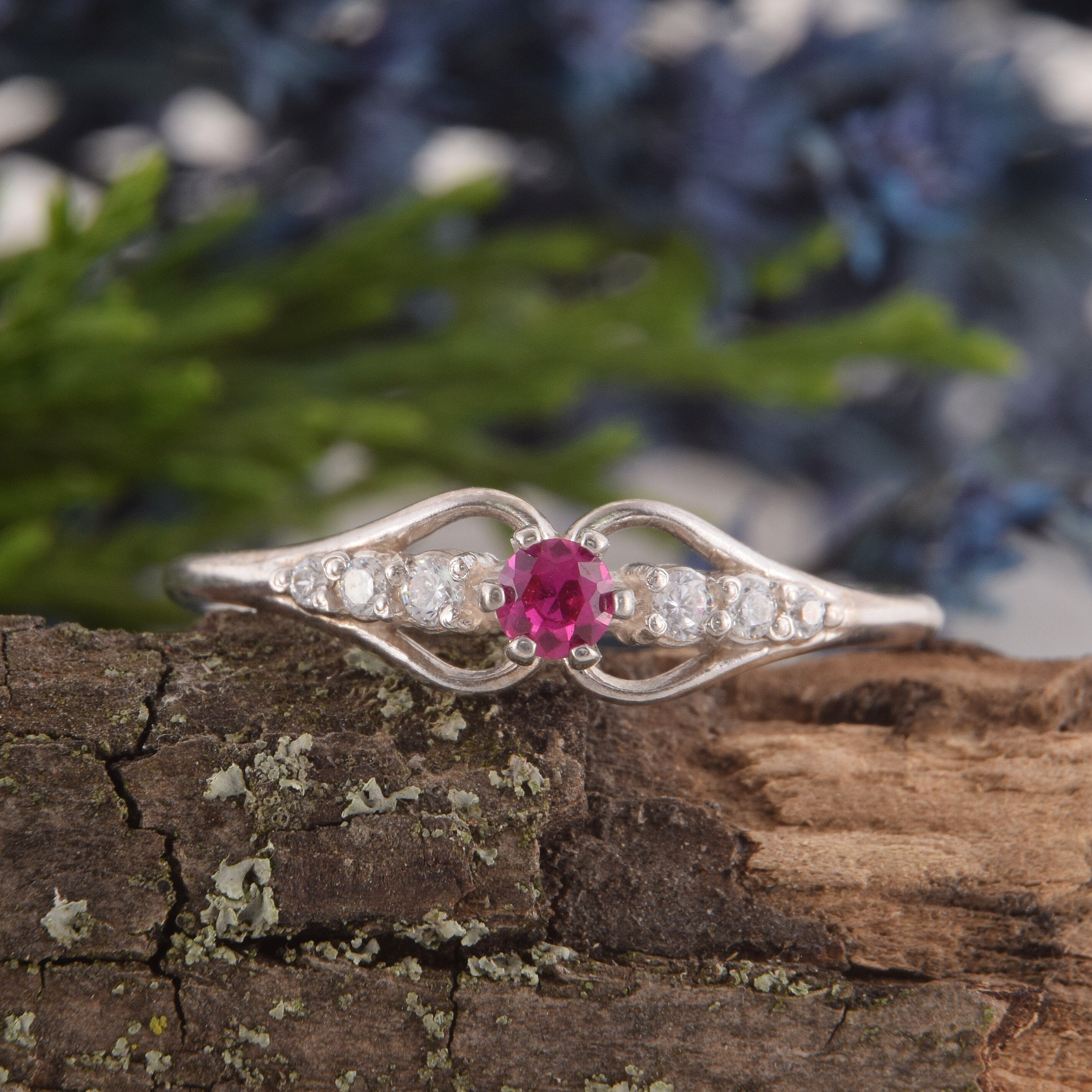 Art Deco Ruby Promise Ring Womens Ruby Silver Ring Unique | Etsy