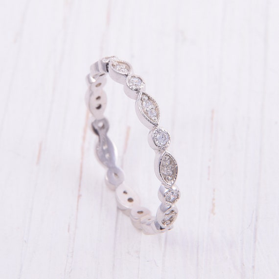 Womens Wedding Band Full Eternity Wedding Band Art Deco | Etsy