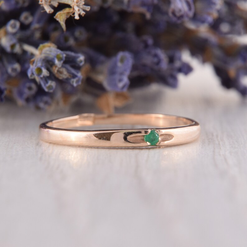 Small Womens Emerald Ring Emerald Promise Ring Rose Gold | Etsy