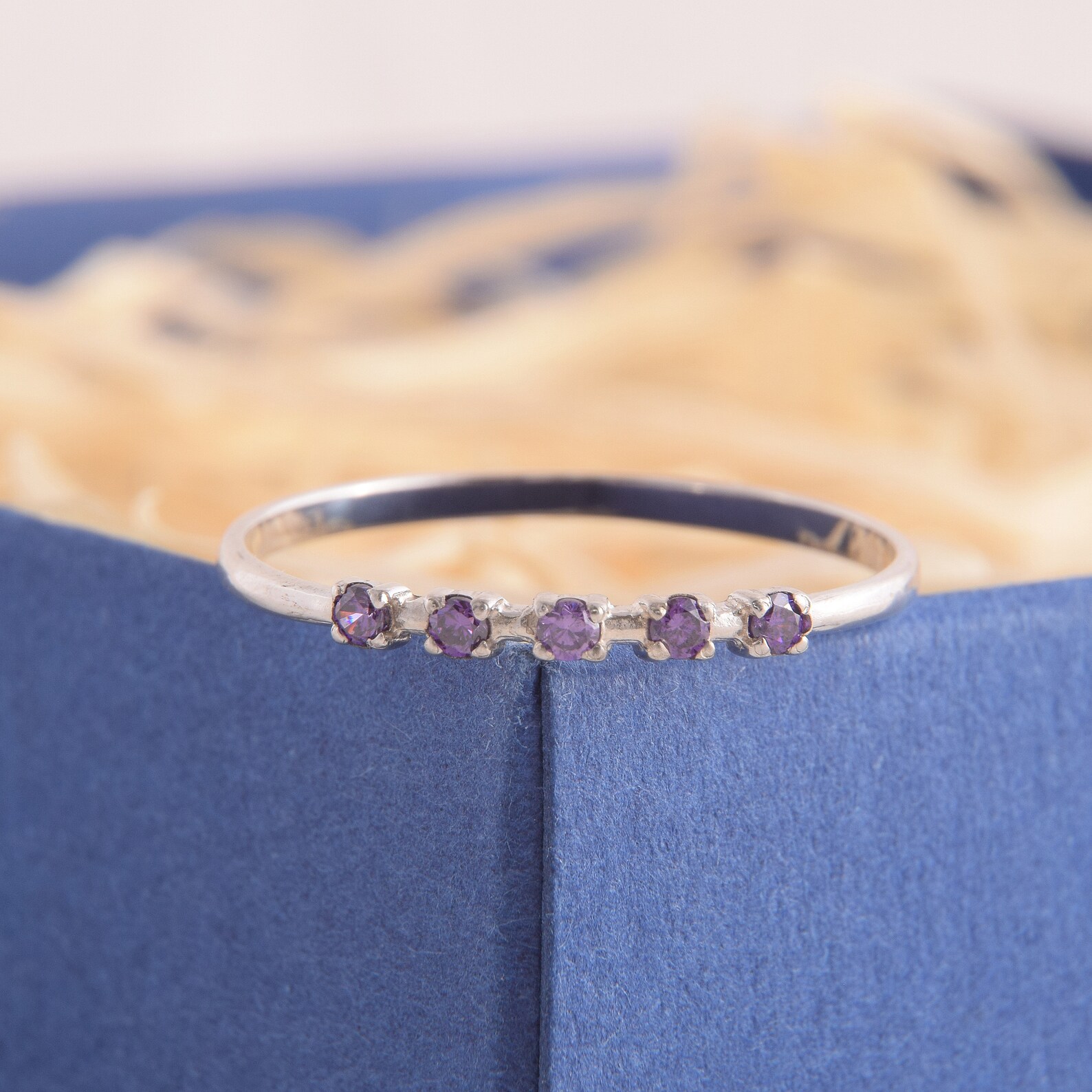 Amethyst Ring Minimalist Ring Promise Ring Women Silver | Etsy