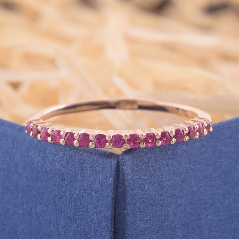 Womens Ruby Wedding Band Rose Gold Eternity Wedding Band | Etsy