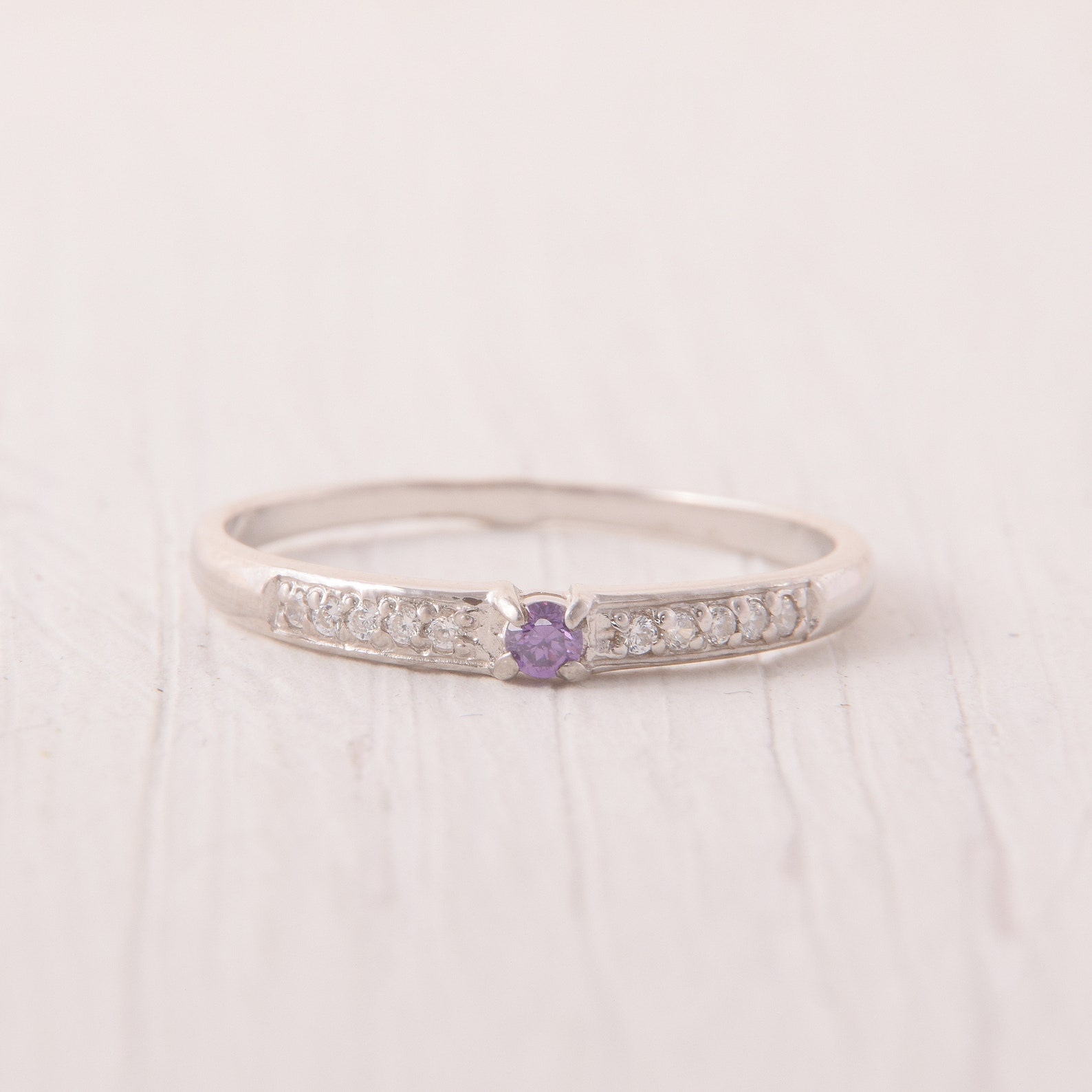 Amethyst ring Purple stone ring Silver promise ring Promise | Etsy