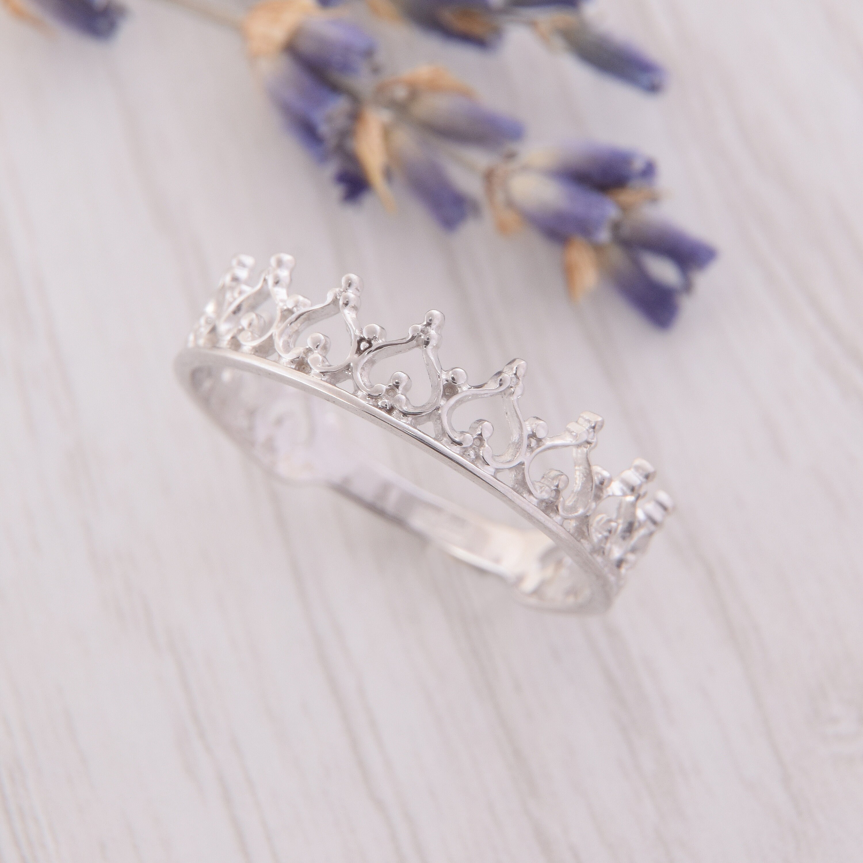 Crown Wedding Band Womens Crown Ring Unique Crown Ring | Etsy